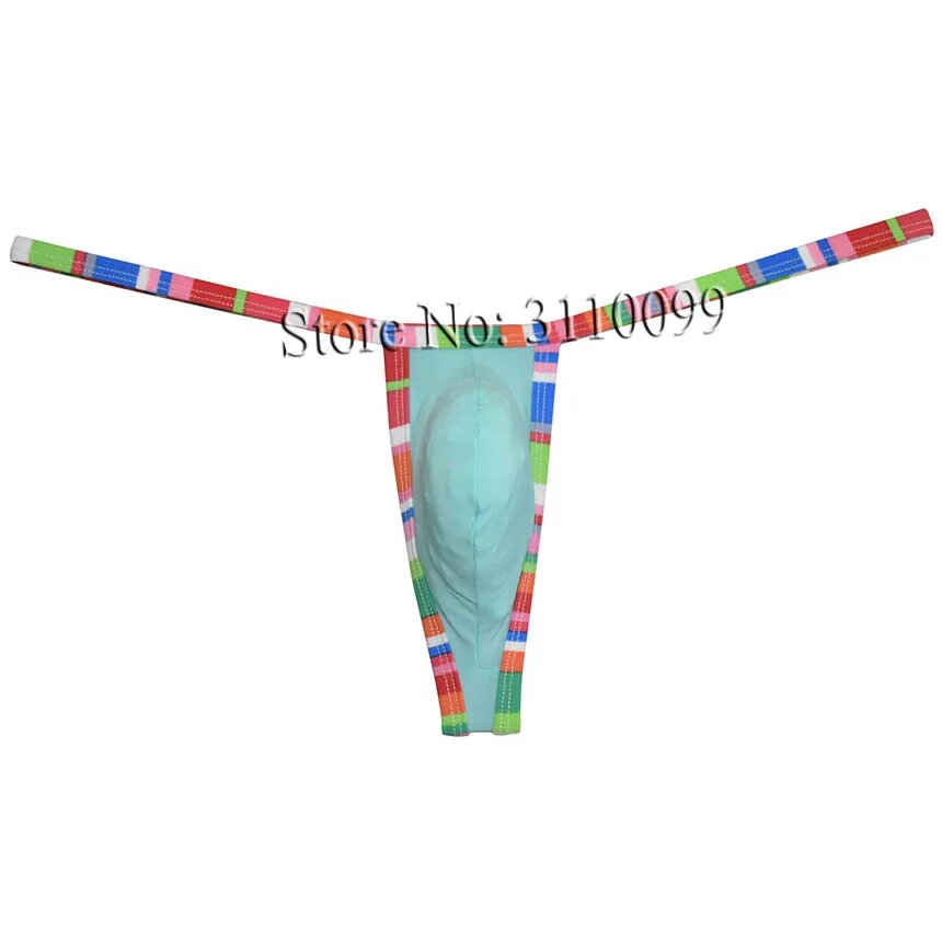 Мужские леопардовые стринги из вискозы XL, Голубой, небесно-голубой