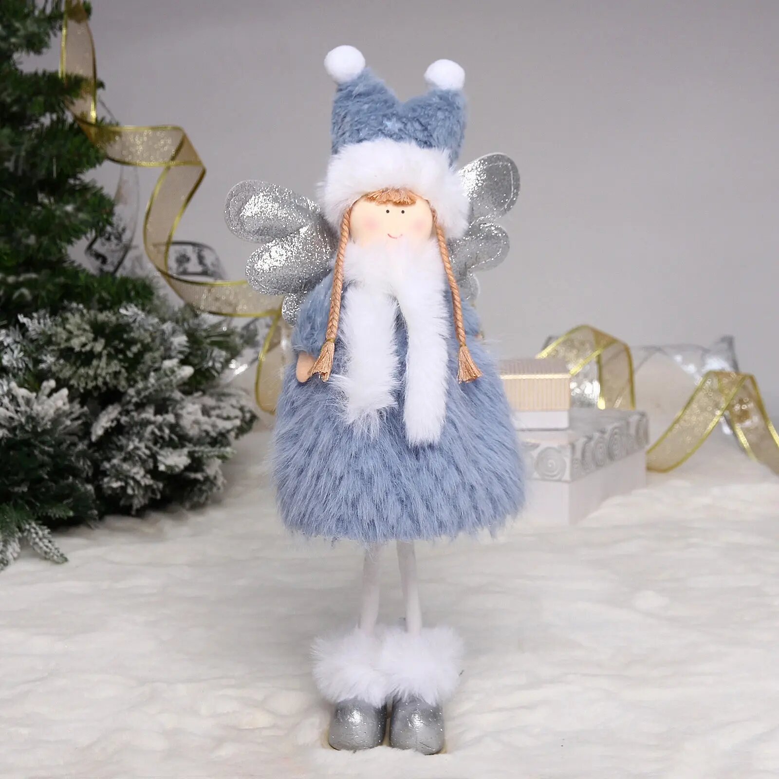 Фигурка новогодняя 'Красавица', 40 см, голубой, текстиль/пластик