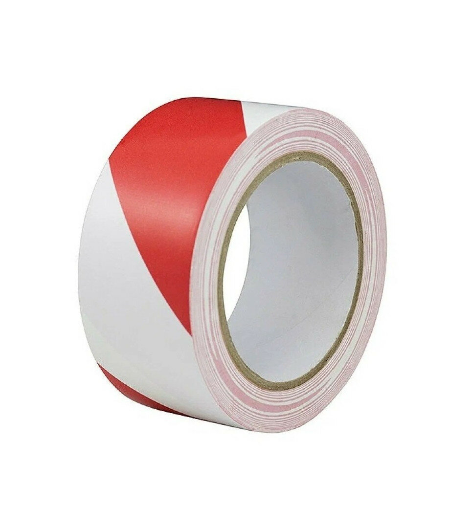Сигнальная лента Pintex, красно-белая, полиэтилен, 48 мм x 150 м