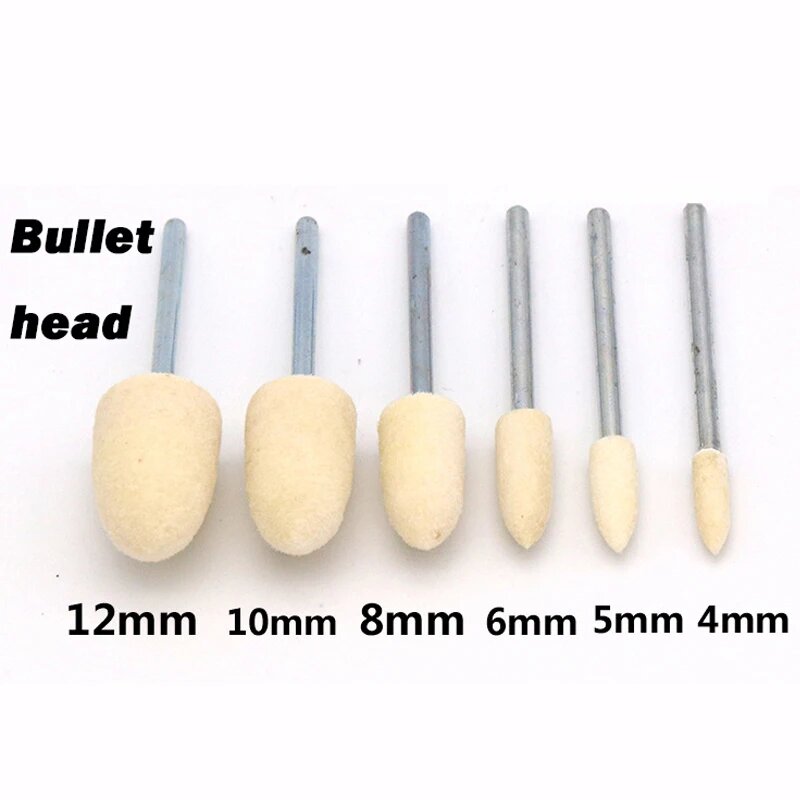 5 шт, 2,35/3 мм, шерстяной фетр, полировальный круг 3/4/5/6/8/10/12 2.35mm Shank, Bullet head, 4mm