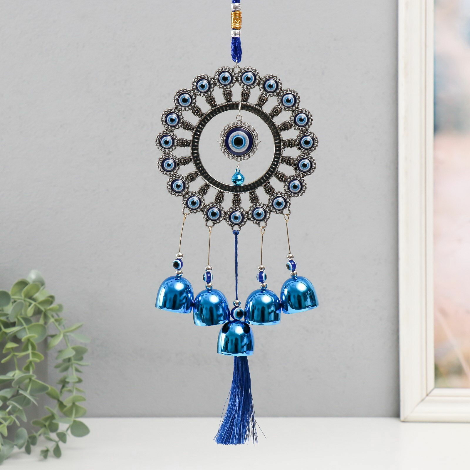 Музыка ветра "От сглаза", 5 колокольчиков, 42x12x2.8 см, вид: декор на дверь