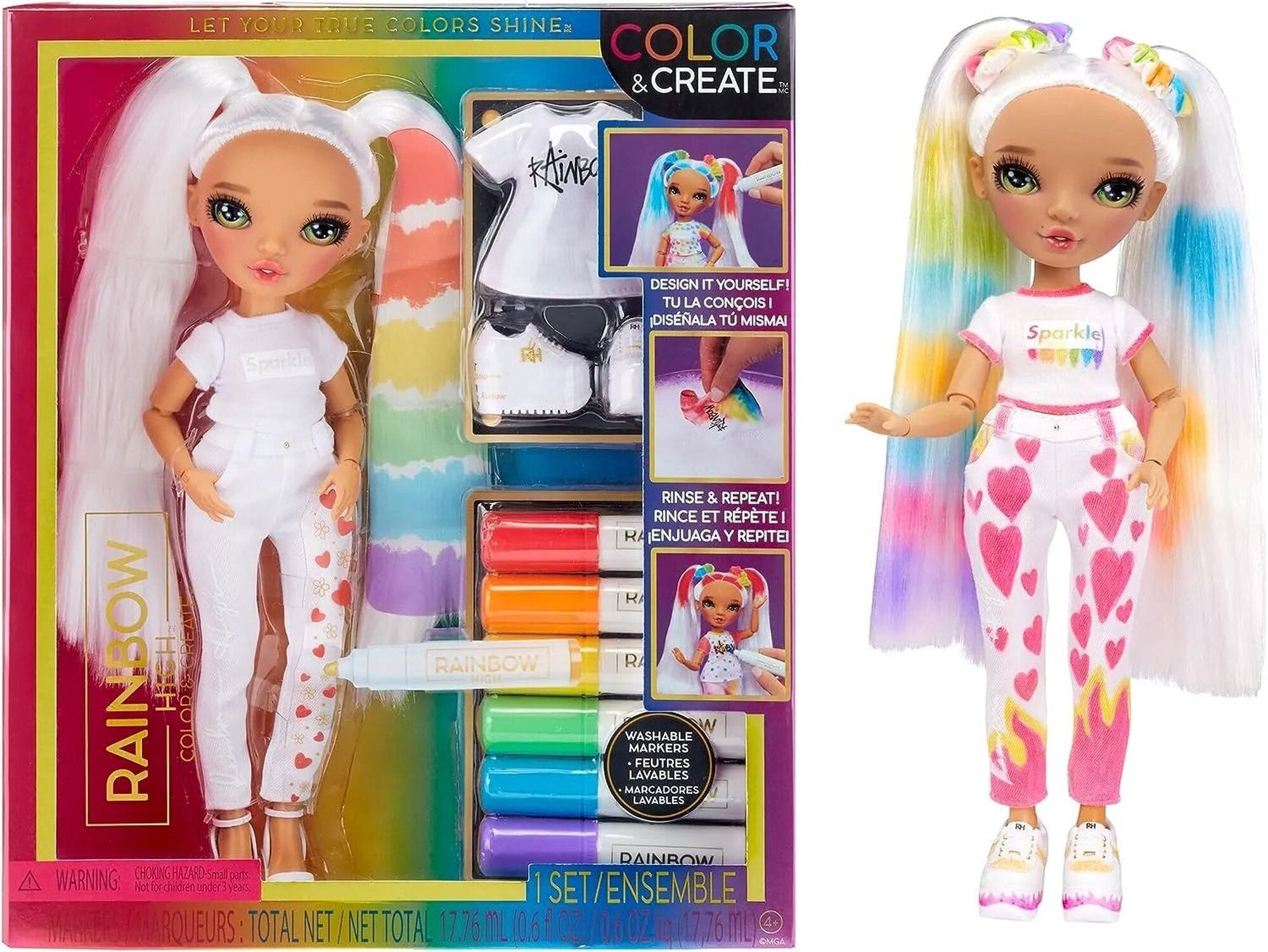Кукла Rainbow High Color & Create, пластик, 28 см, моющиеся маркеры в комплекте