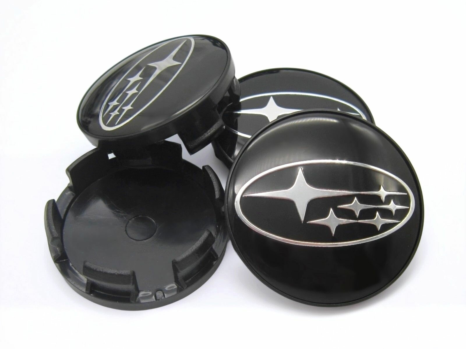 Колпачки, заглушки на литые диски СКАД Subaru full black 56/51/12 мм, комплект 4 шт.