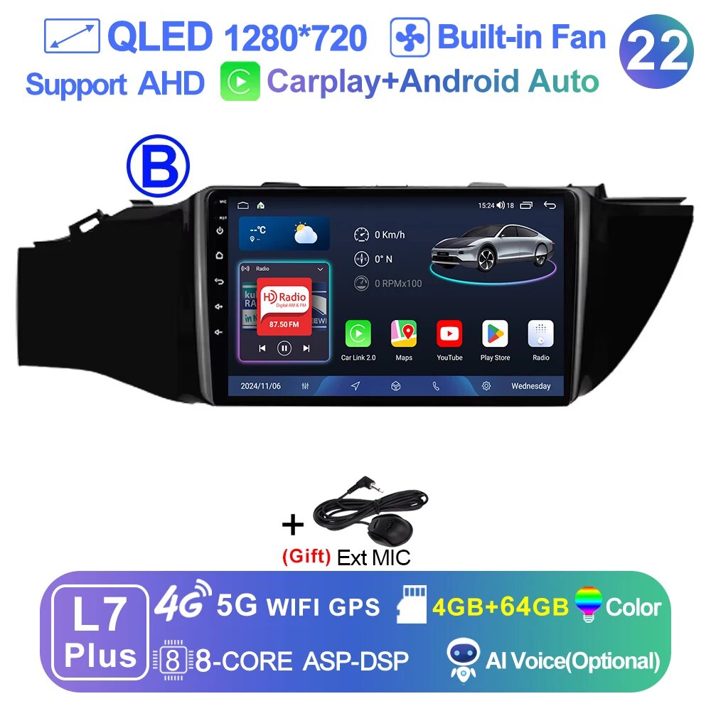 Автомобильный DVD-плеер LEHX Pro HIFI DSP Android14 2din с Wi-Fi для Kia RIO 4 X-Line 2016-2019, автомагнитола, мультимедийный плеер для Carplay, GPS, Navig B-L7 Plus(4-64GB)-0