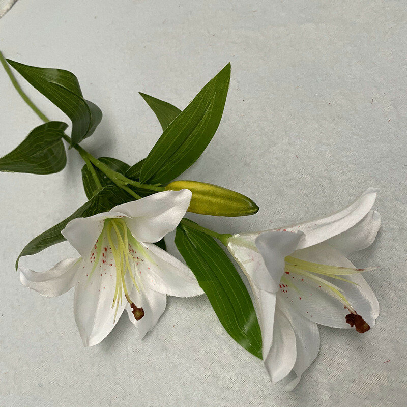Элемент декора для дома цветы искусственные лилии 3d ткань белый fabric