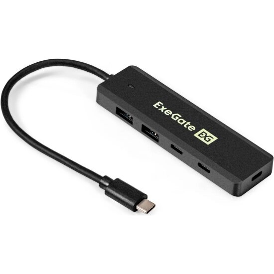 Разветвитель USB Exegate DUB-2C2P/5G 2xUSB3.2 Gen1 Type-A/2xUSB3.2 Gen1 Type-C, доп. разъем USB Type-C для подключения источника питания