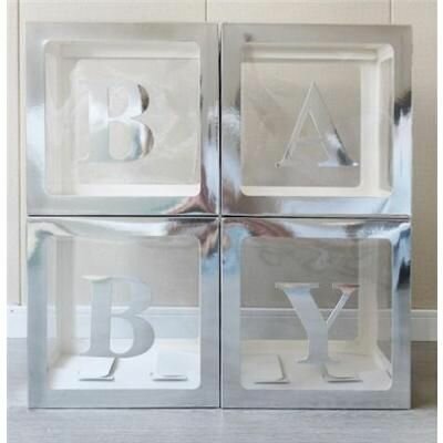 Коробки для воздушных шаров КНР "Baby", серебристые, пластик, 30 см, 4 шт