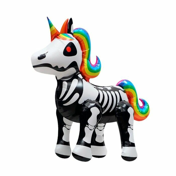 Шар фольгированный Скелет единорога, фигура 64 см, Хэллоуин