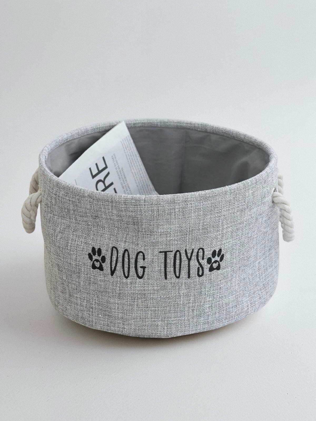Корзина для игрушек животных, цвет светло-серый