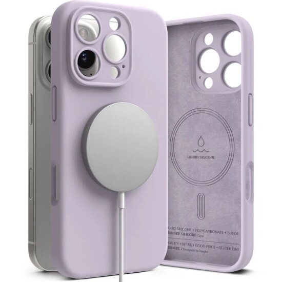 Чехол Ringke SILICONE MAGNETIC MAGSAFE для Apple iPhone 16 PRO MAX, фиолетовый