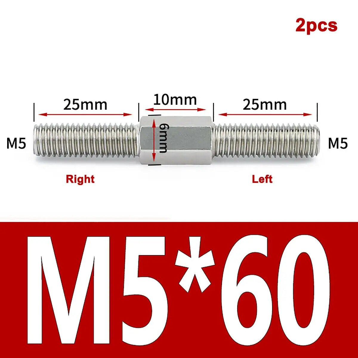 Болты-стержни GooBetter нержавеющая сталь M4 M5 M5x60mm-2pcs