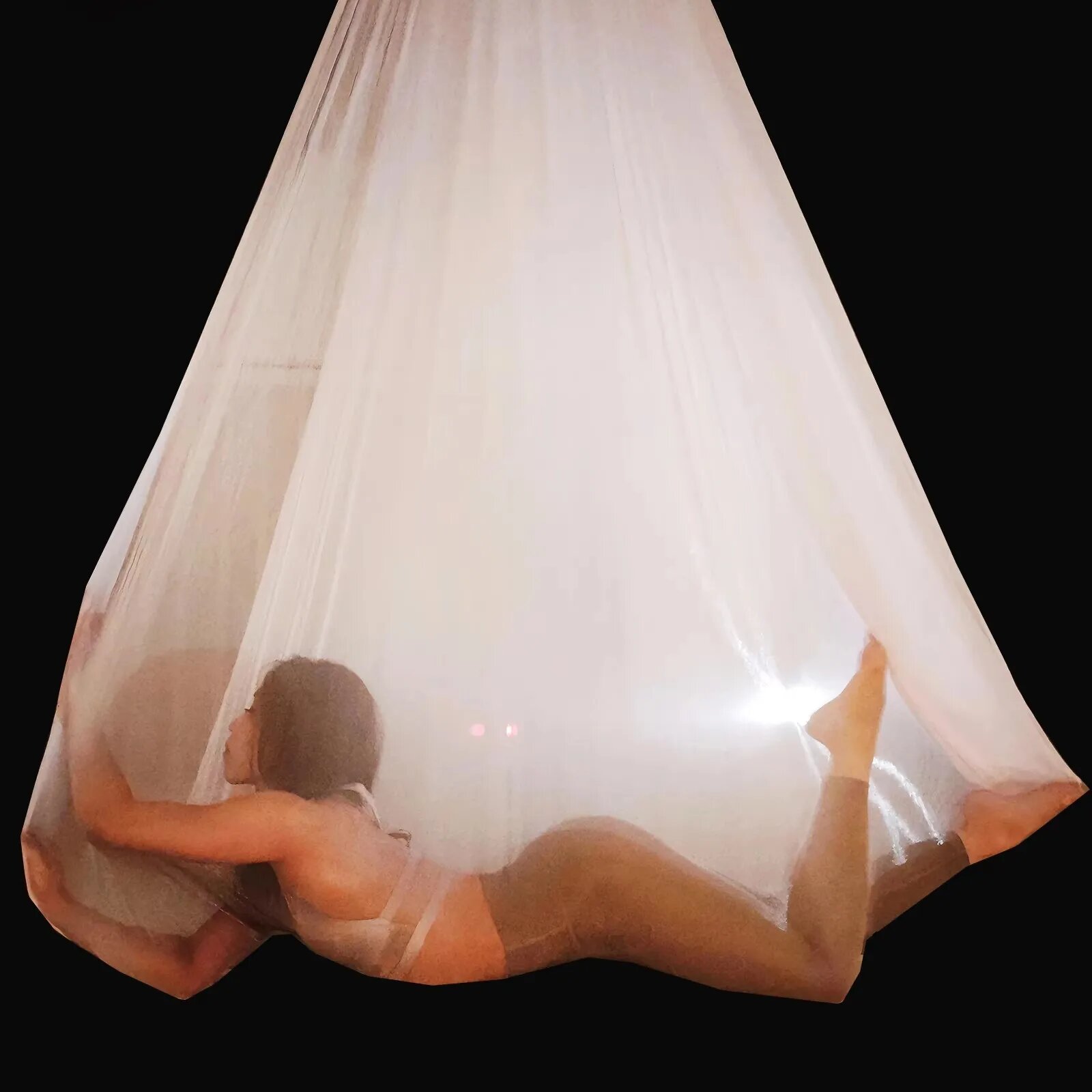 PRIOR FITNESS Прозрачный гамак для аэройоги 6 м белый