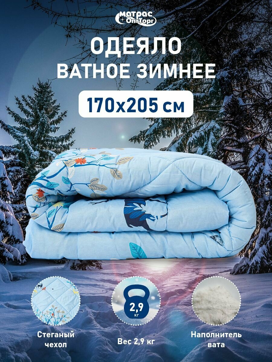 Одеяло ватное Стандарт, чехол (Полиэстер) Двухспальное, 170х205 см