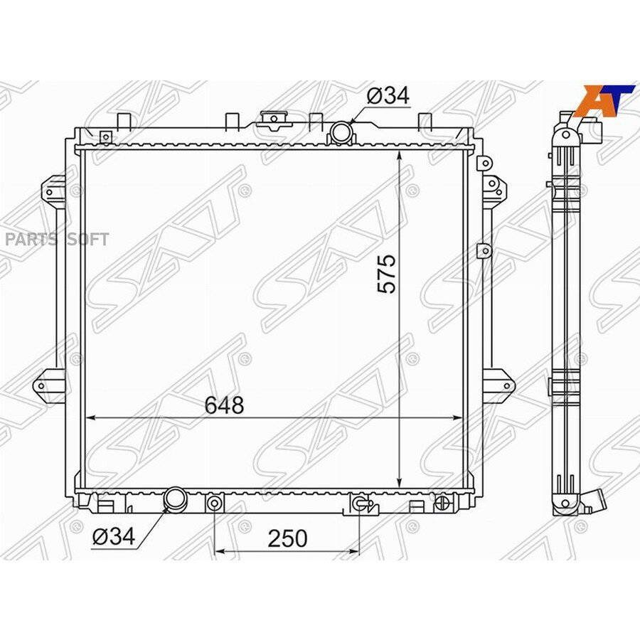 Радиатор Toyota Land Cruiser Prado (J150) 09-20 / 4Runner 09-24 от официального дистрибьютора, SAT, артикул TY0009150