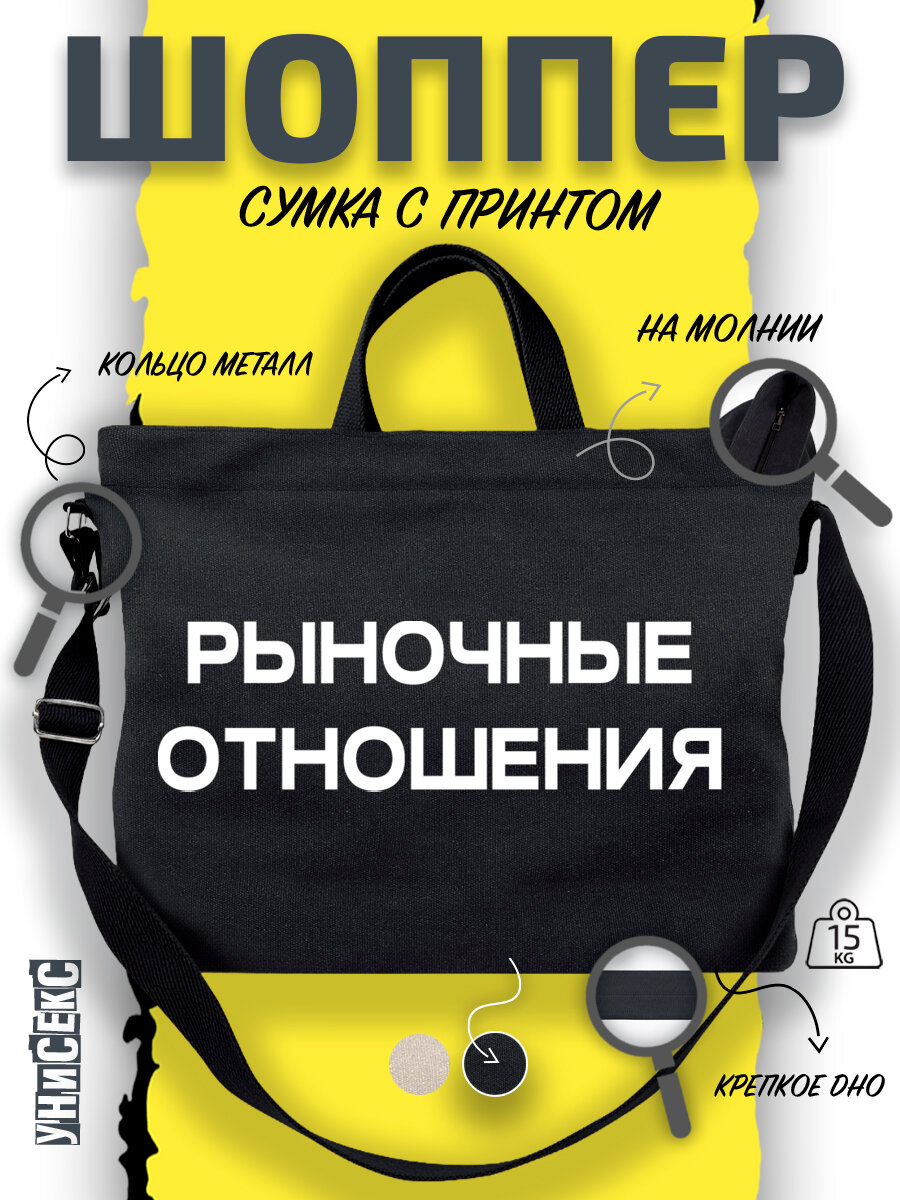 Сумка  шоппер y2k через плечо рыночное отношения