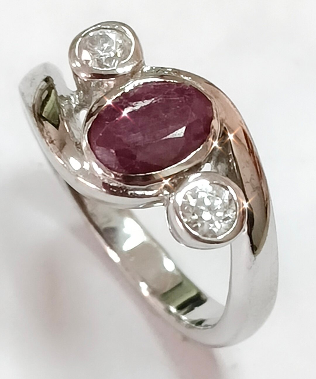 Кольцо Эстерелла, серебро, 925 проба, родирование, рубин, фианит