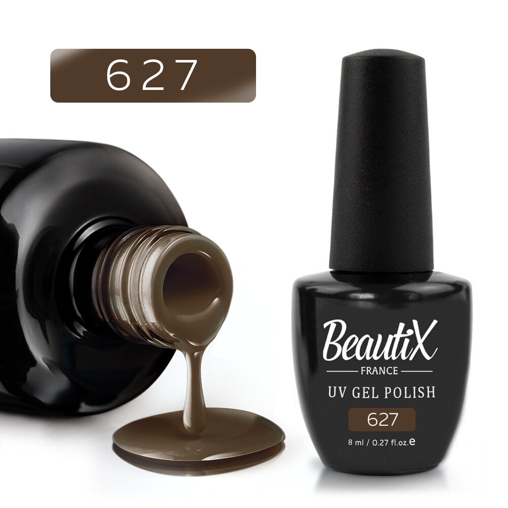 Гель-лак BeautiX 627, для ногтей, глянцевый, коричневый, 8 мл