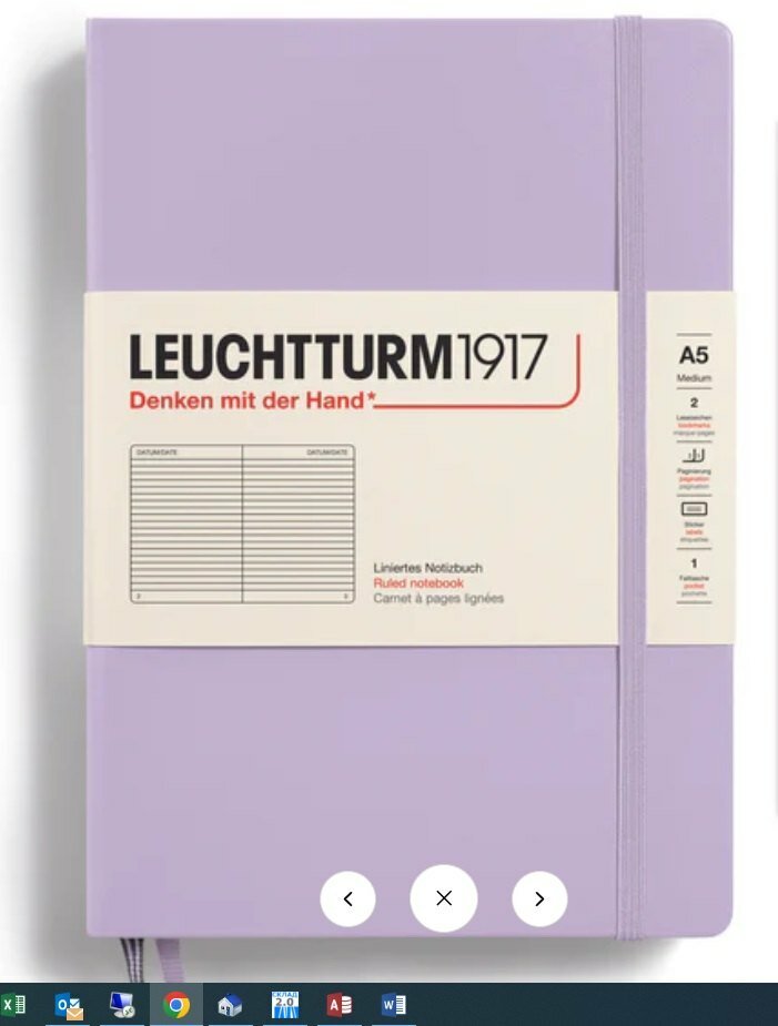 Книга для записей A5, 125 листов в линейку "Smooth Colours", твердая обложка, цвет сиреневый, Leuchtturm1917