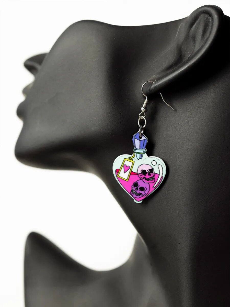 Серьги с подвесками, эмаль, акрил