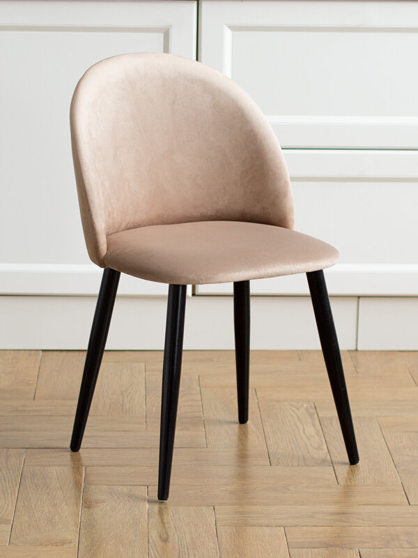 Стул Гринвич бежевый велюр кухонный мягкий со спинкой для дома, для кухни, для гостиной, для спальни, DOBROV