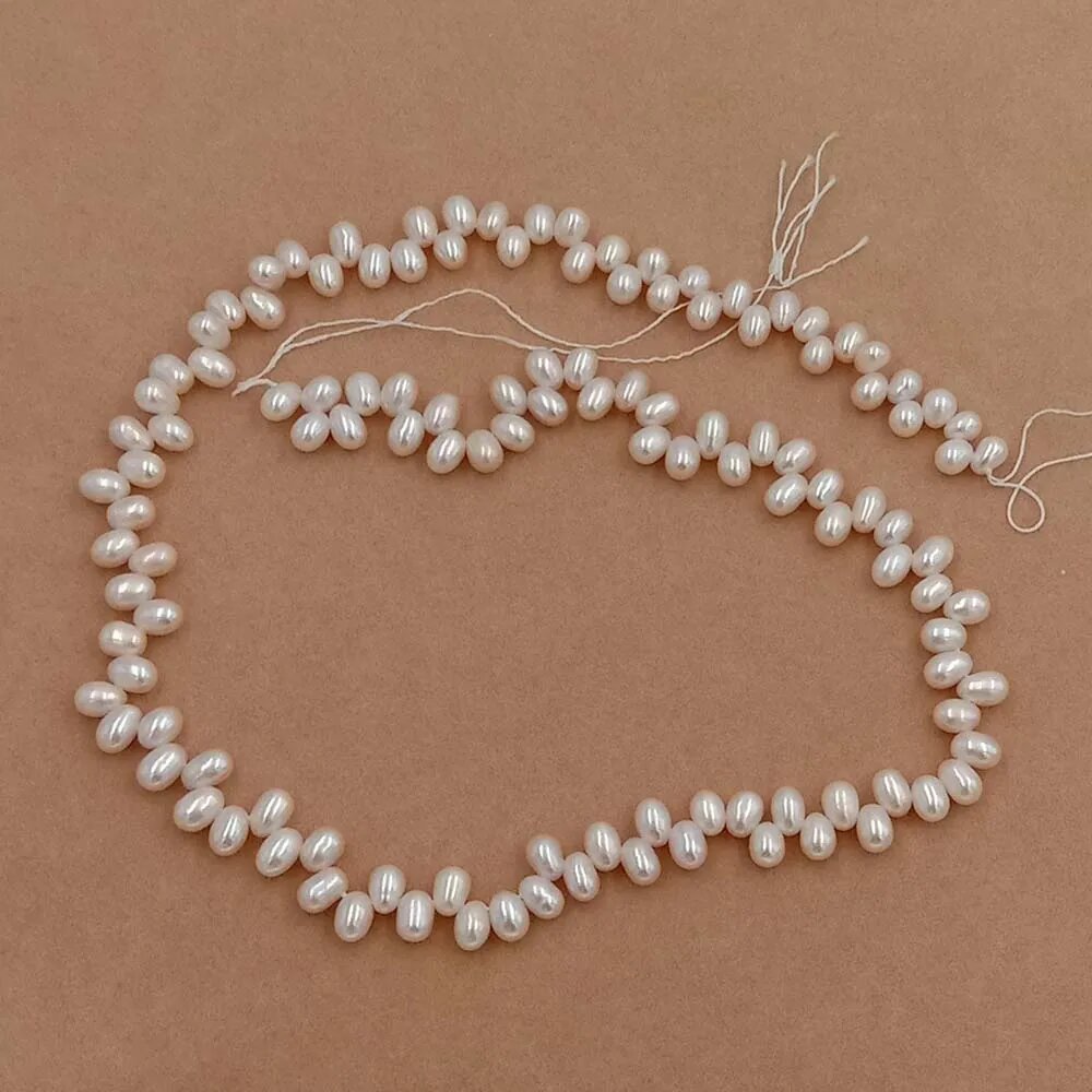 Жемчужные бусины, рисовый жемчуг 4-5 мм в боковом отверстии, 100% натуральный пресноводный жемчуг с овальной формой в нитке