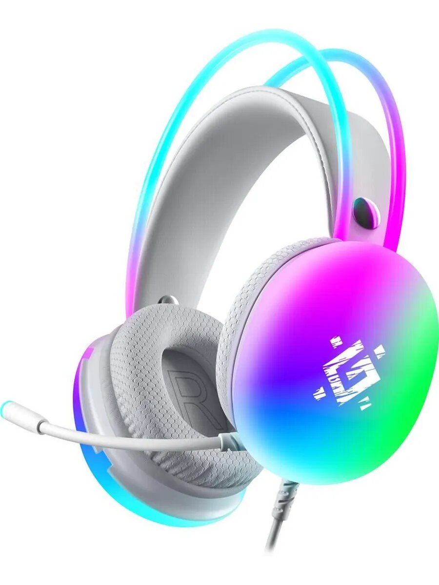 Наушники игровые проводные Ignis Белый с RGB подсветкой