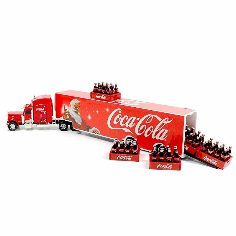 Coca-Cola Игрушечная модель грузовика-транспортера рождественского выпуска в масштабе 1:64