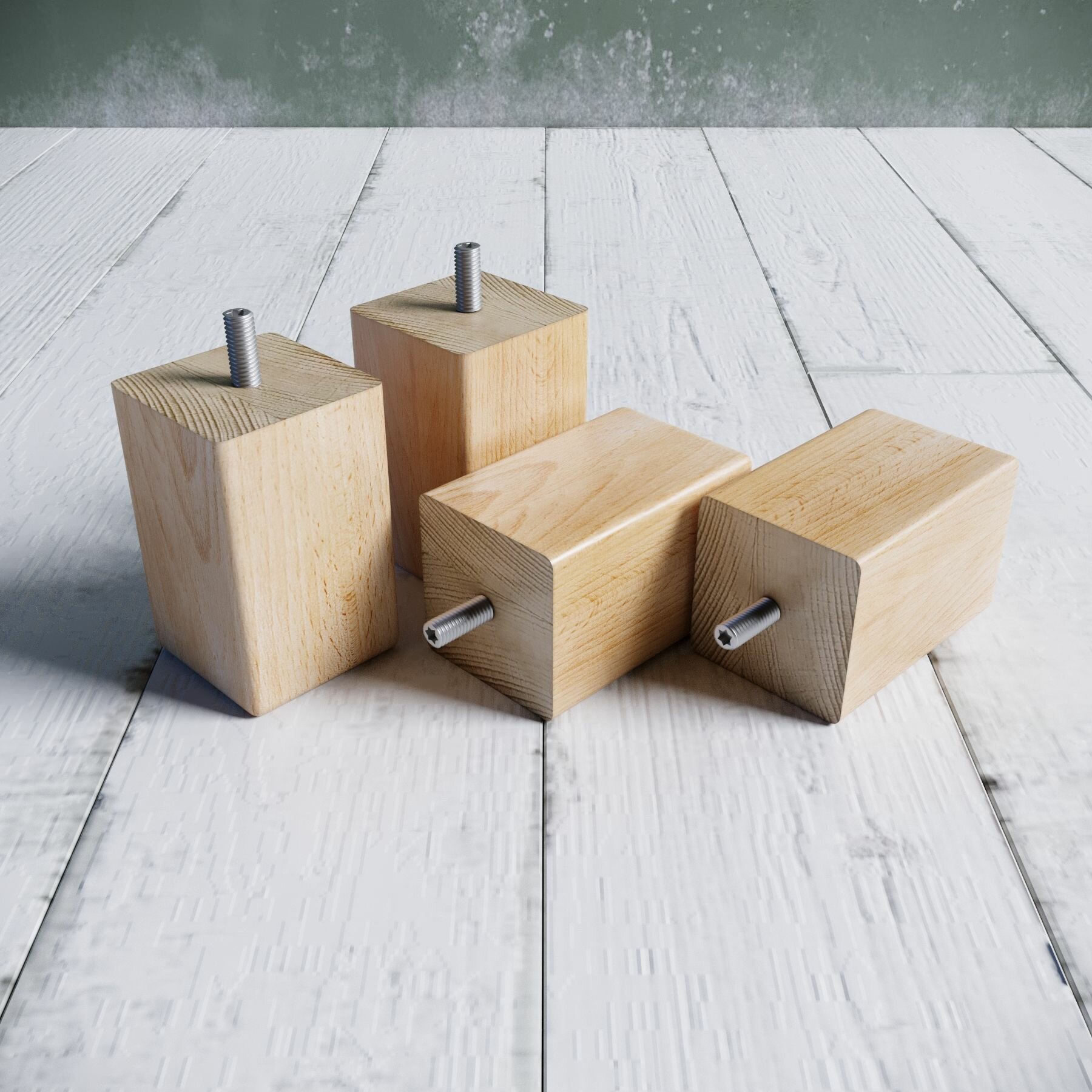 Ножки для мебели деревянные. 4 шт. Бук. 9 см. Крепеж в комплекте. М8