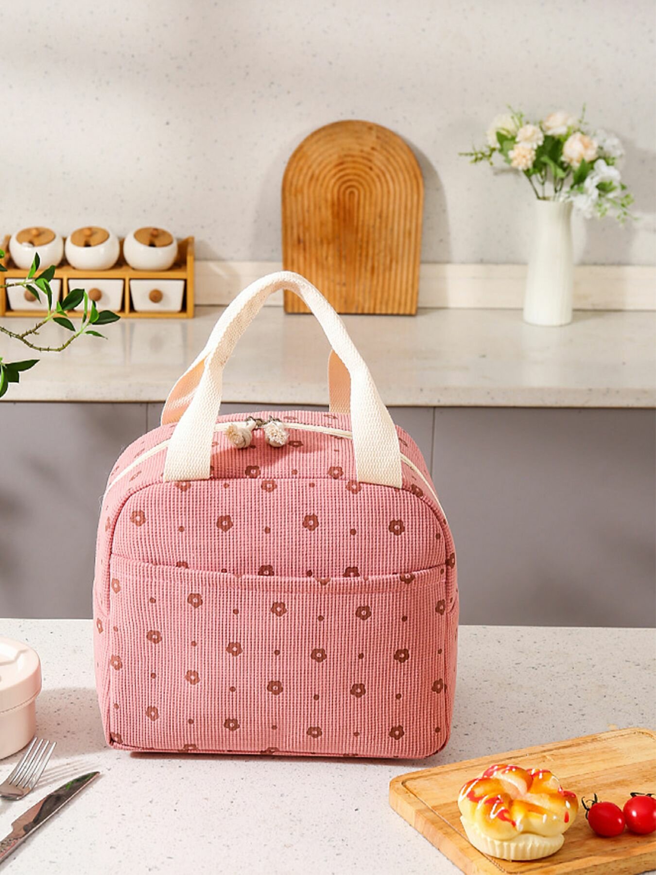 Изоляционная сумка для ланч-бокса，Цветная вельветовая сумка для ланча, сумка-ланч-бокс