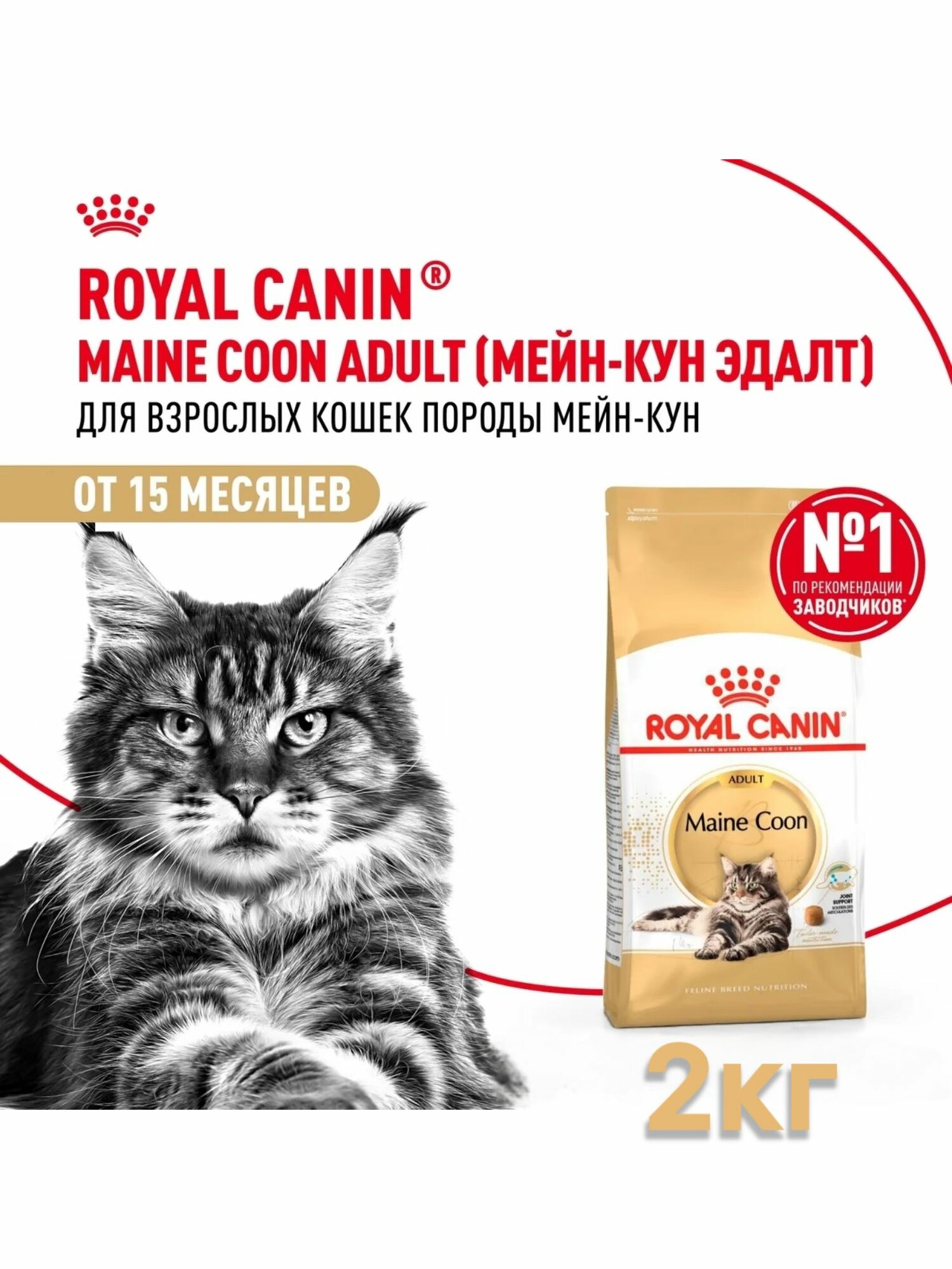 Корм для кошек породы Мэйн Кун 2кг MAINE COON, старше 15 месяцев