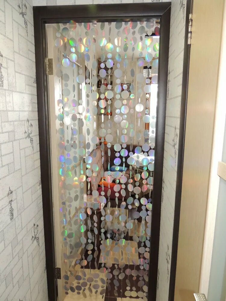 Занавеска на дверь из бусин перламутровый, белый