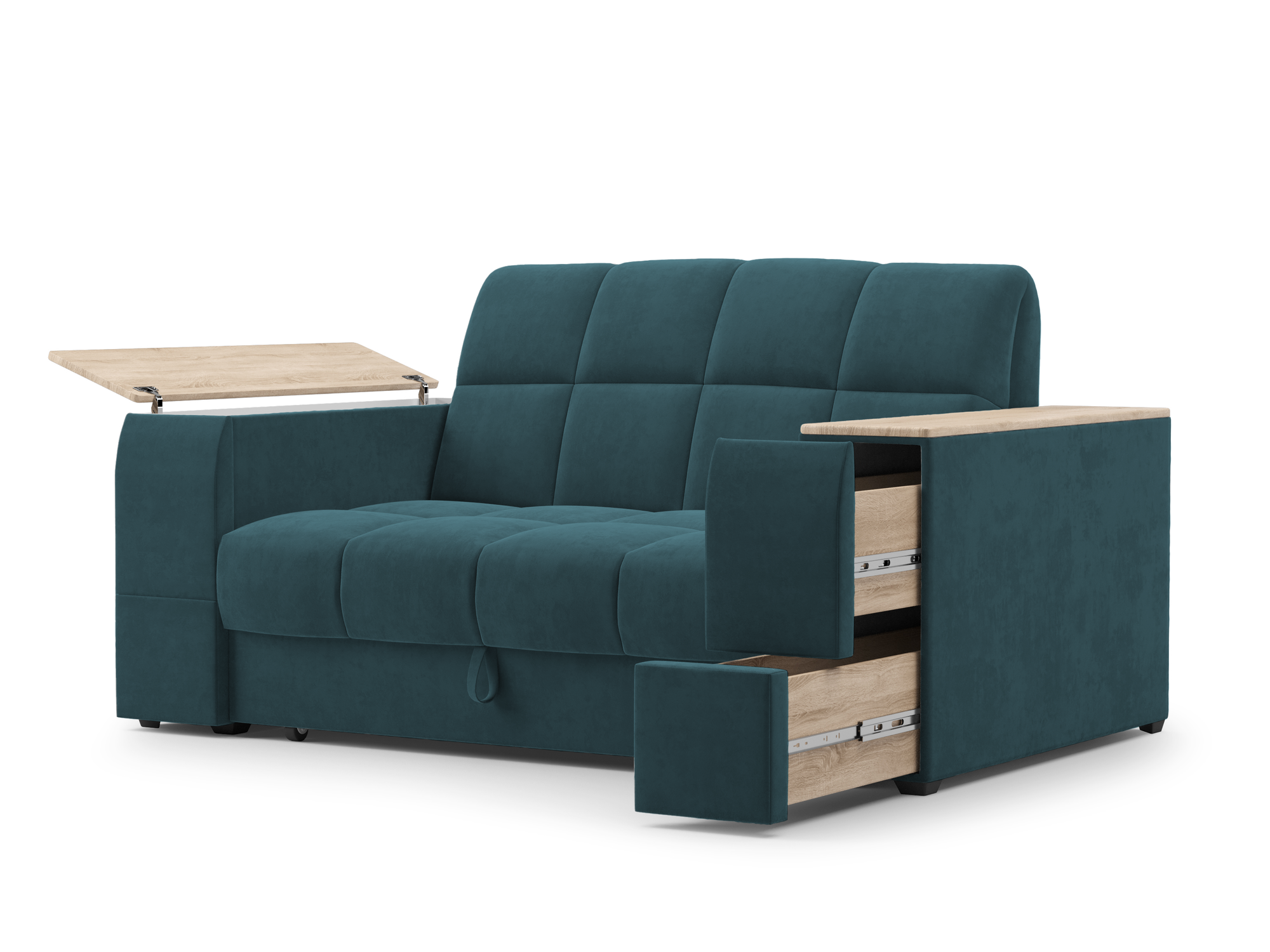 Диван-кровать Флай, аккордеон, в подлокотниках короб+ящики, 120*200 с ортопедическим основанием, съемный чехол, велюр.