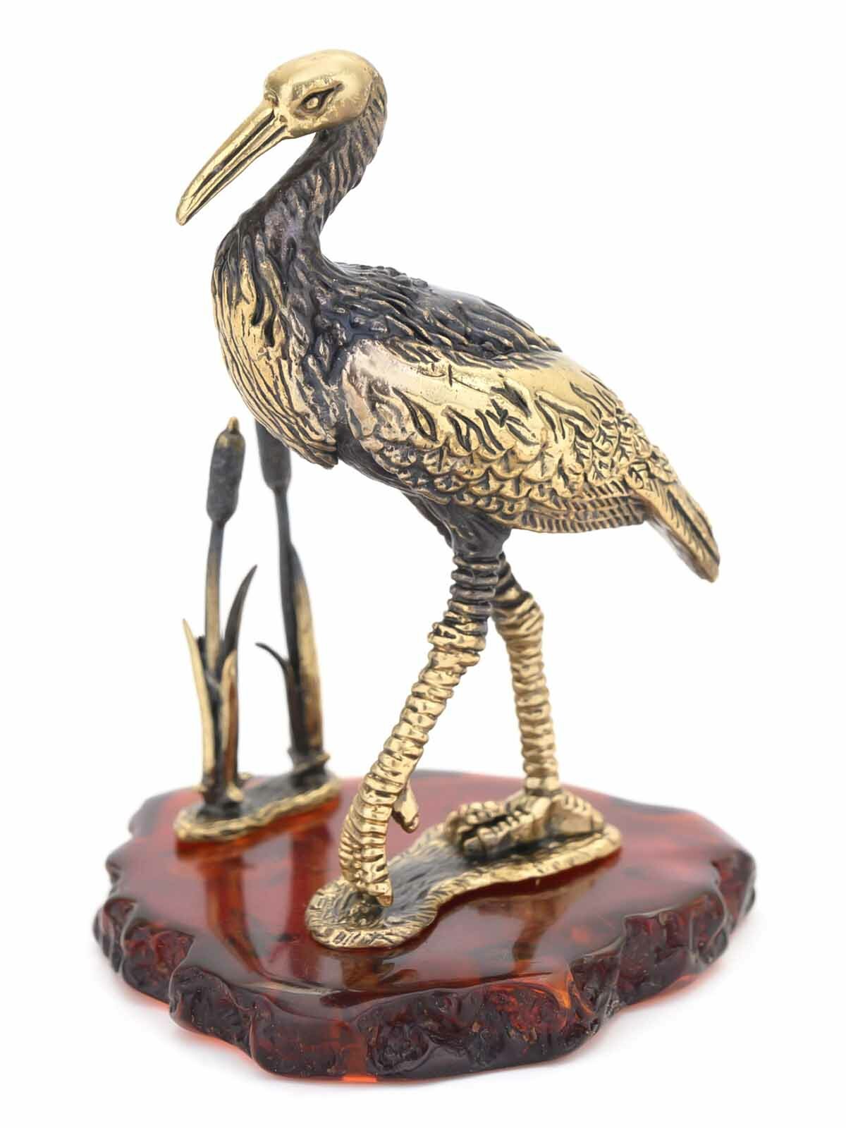 Сувенирная фигурка - Аист, Балтийский Янтарь, 7,0 см