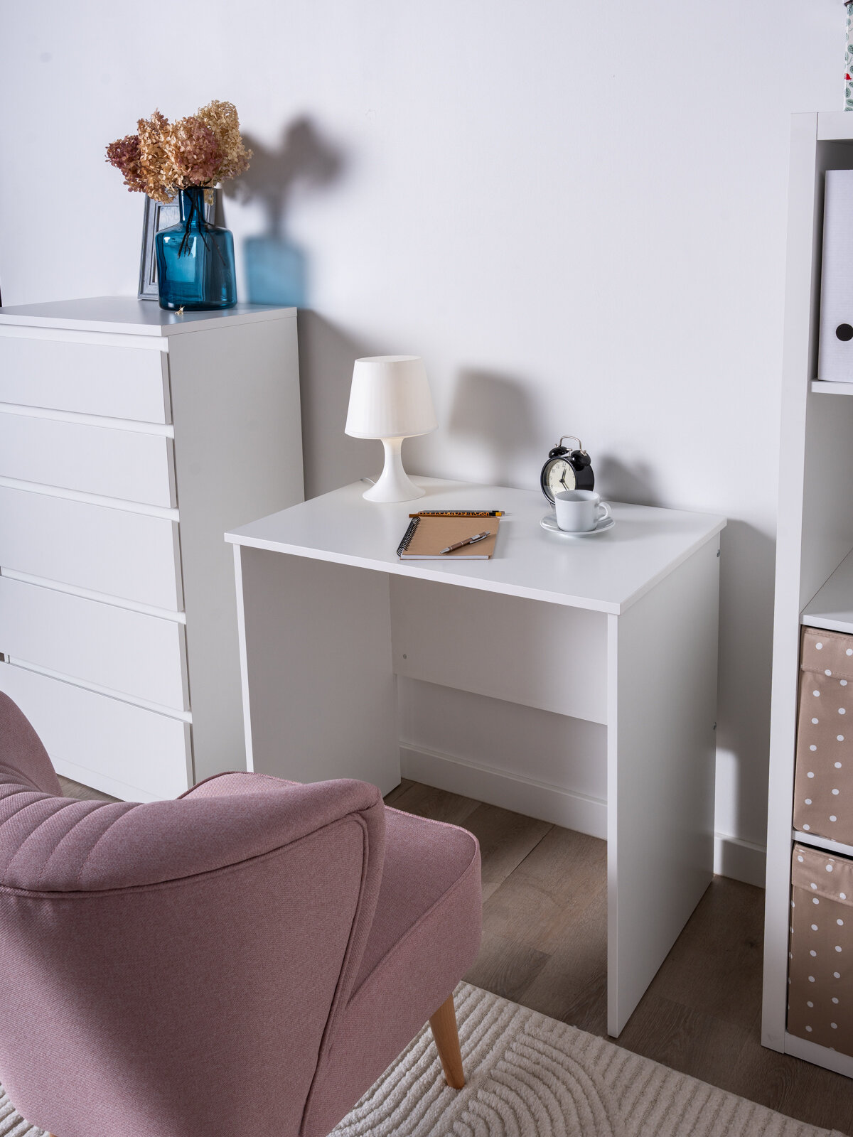 Стол письменный ГУД лакк Кастор, приставной, 80х50х75 см, белый