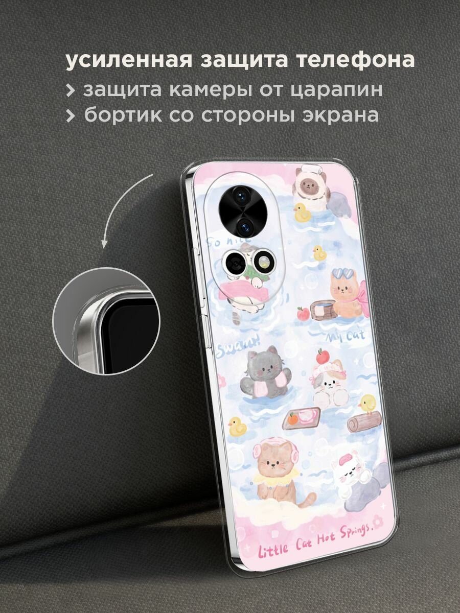 Чехол на Huawei Nova 12/Nova13 / Хуавей Нова 12/Нова 13 с принтом "Котики на источниках" — фото 1