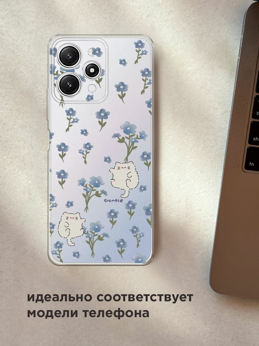 Чехол на Xiaomi Redmi 12 / Сяоми Редми 12 с принтом "Gentle cats", прозрачный — фото 1