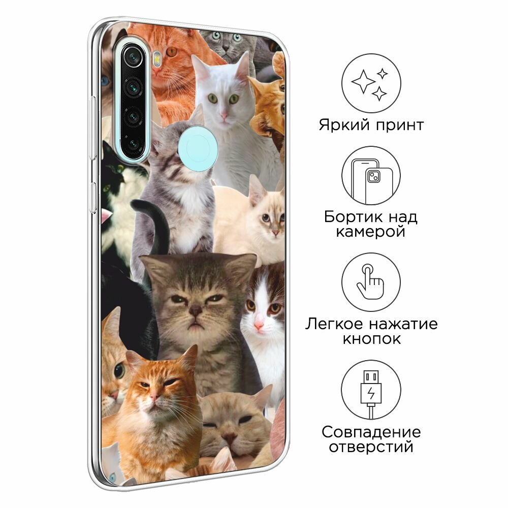 Чехол на Xiaomi Redmi Note 8 / Сяоми Редми Нот 8 с принтом "Коты из мемов" — фото 1