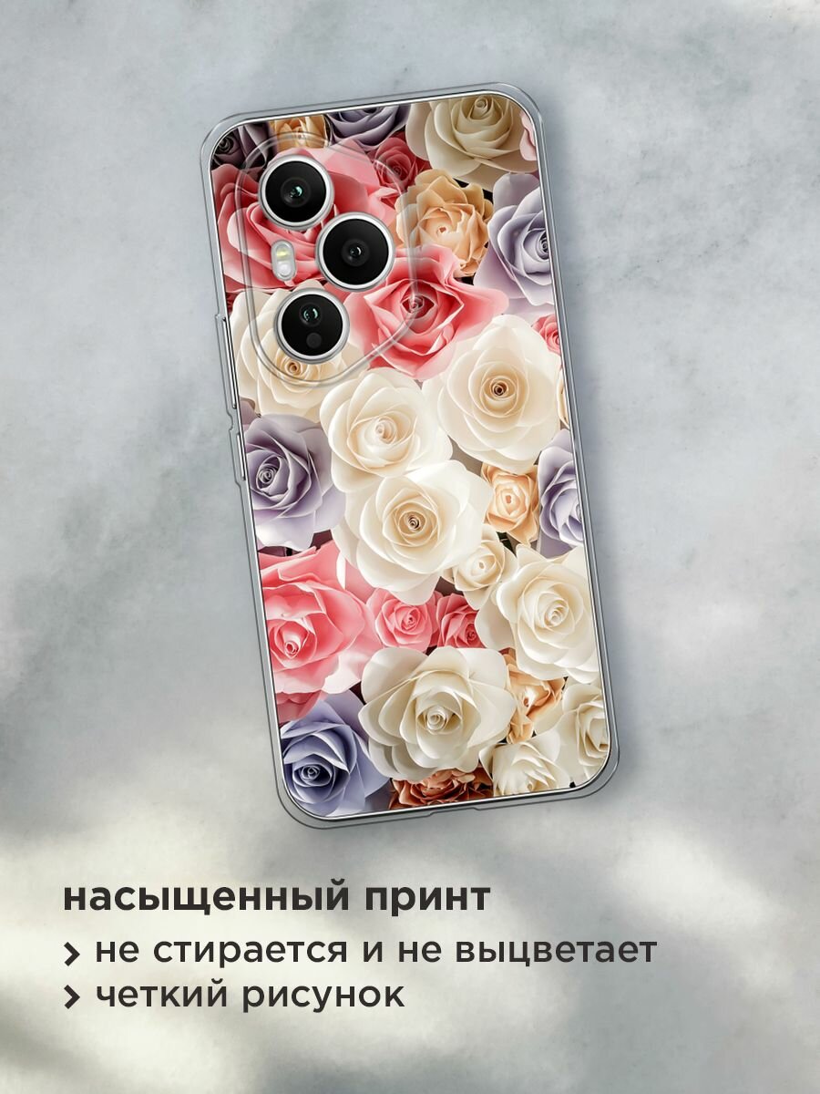 Чехол на Honor 400 Pro / Хонор 400 Про с принтом "Пастельные розы" — фото 1