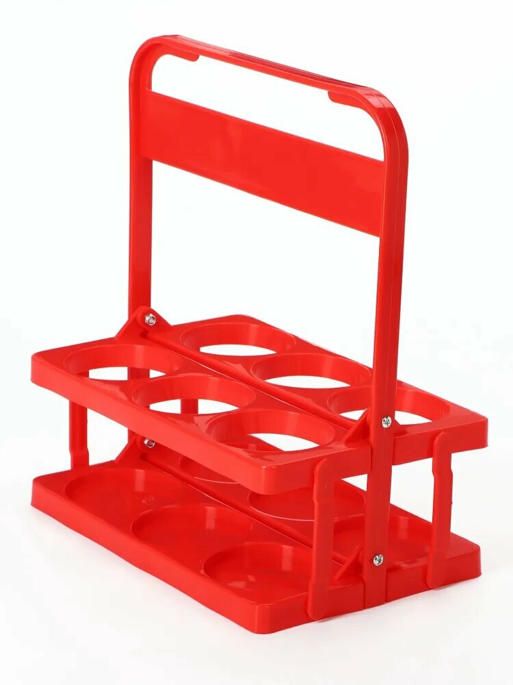 Подставка для 6 бутылок, размер 33х27,2х18 см, внутренний диаметр 7,8 см, цвет красный