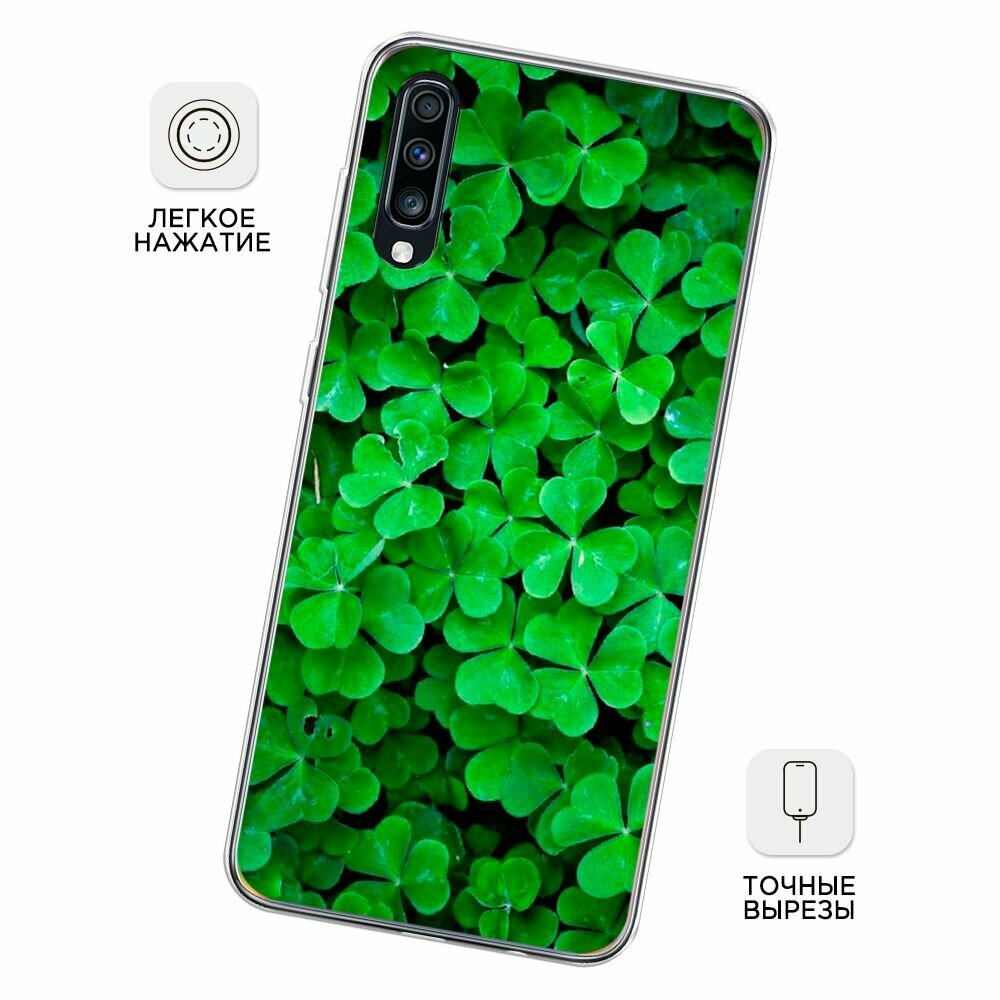 Чехол на Samsung Galaxy A70 / Самсунг Галакси А70 с принтом "Клевер" — фото 1