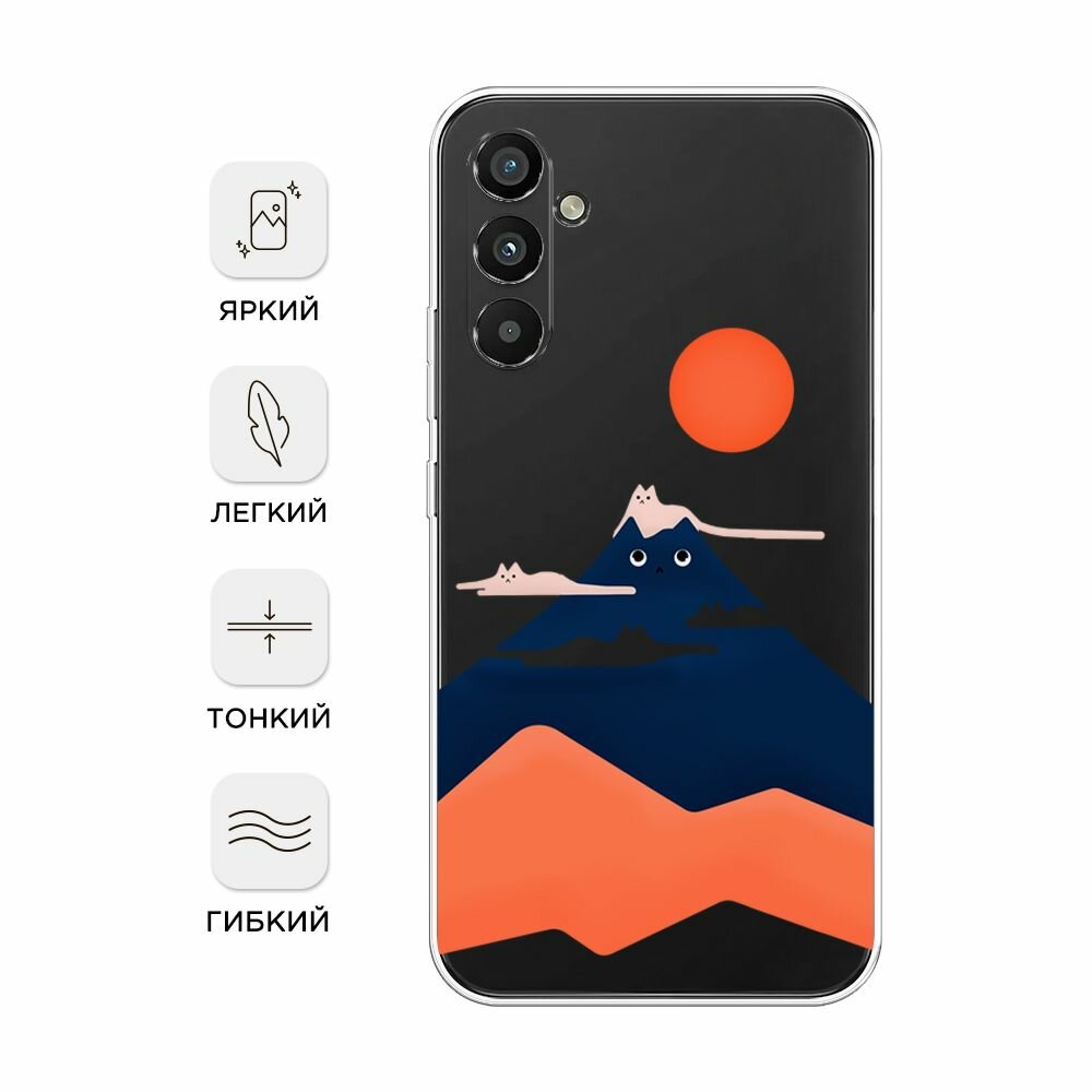 Чехол на Samsung Galaxy A34 / Самсунг A34 с принтом "Кот-гора", прозрачный — фото 1
