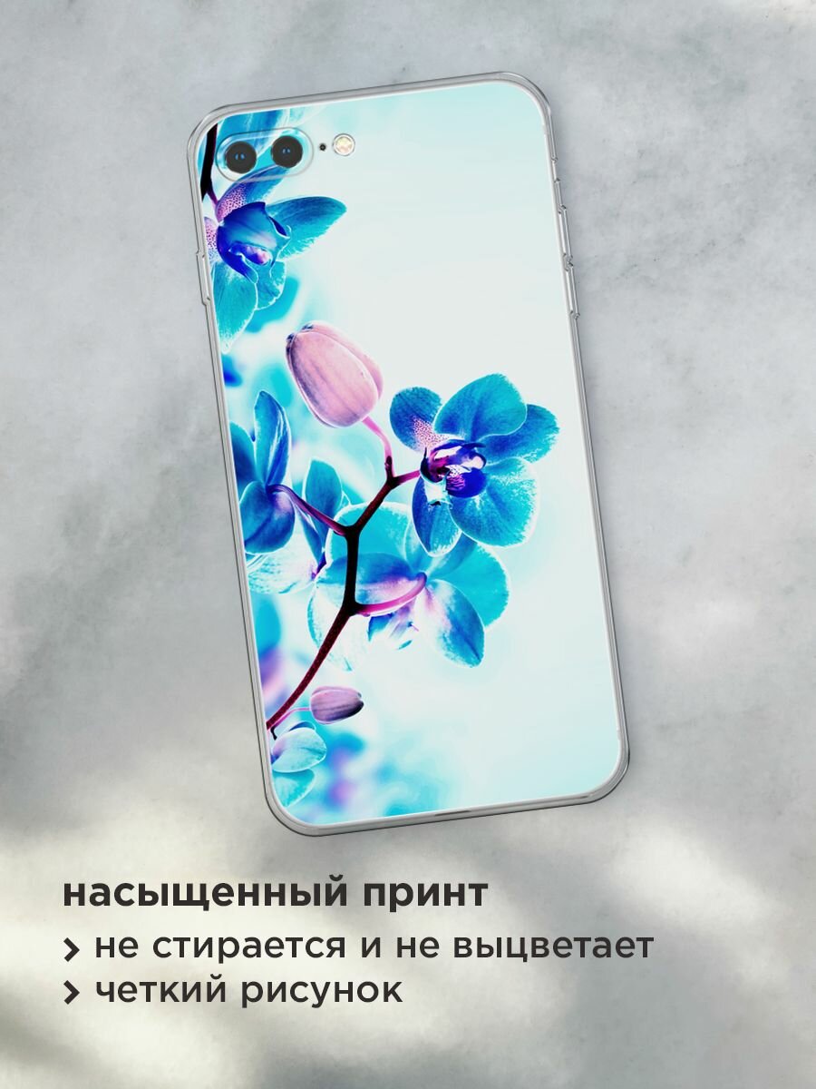 Чехол на Apple iPhone 7 Plus / Айфон 7 Плюс с принтом "Голубая орхидея" — фото 1
