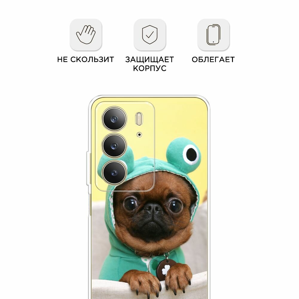 Чехол на Realme C75 4G / Реалми C75 4G с принтом "Собачка в шапке лягушки" — фото 1