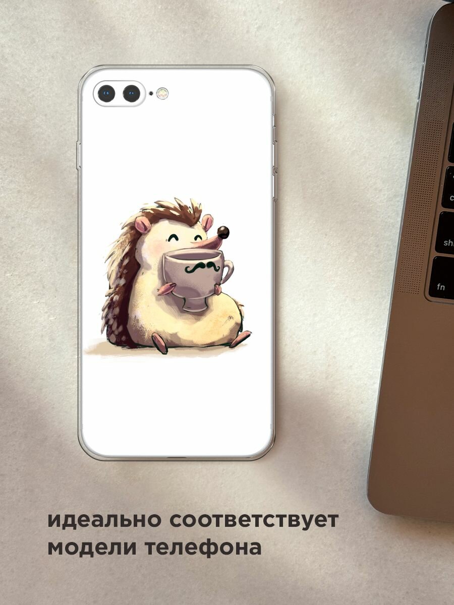 Чехол на Apple iPhone 7 Plus / Айфон 7 Плюс с принтом "Еж кофеман" — фото 1
