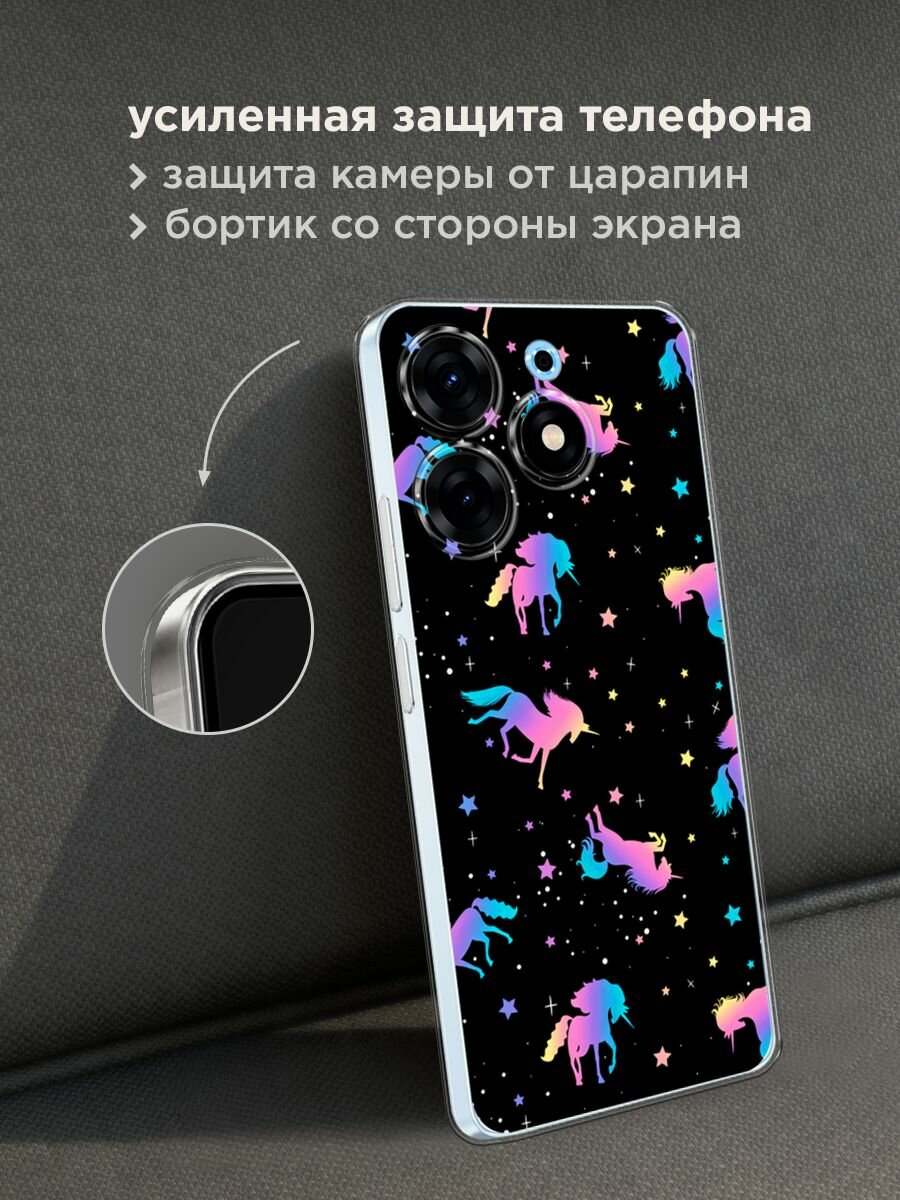 Чехол на Tecno Spark 10 Pro / Текно Спарк 10 Про с принтом "Единороги градиент" — фото 1