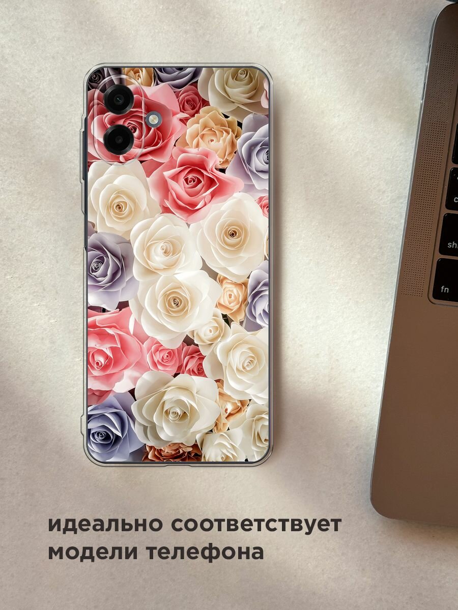 Чехол на Samsung Galaxy A07 / Самсунг А07 с принтом "Пастельные розы" — фото 1