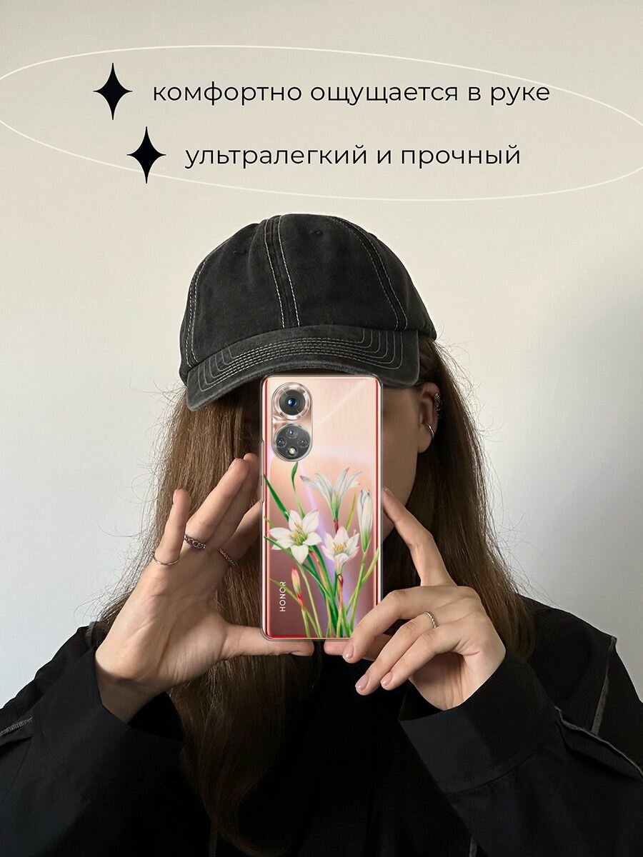 Чехол на Honor 50/Huawei Nova 9 / Хонор 50/Хуавей Нова 9 с принтом "White lily", прозрачный — фото 1