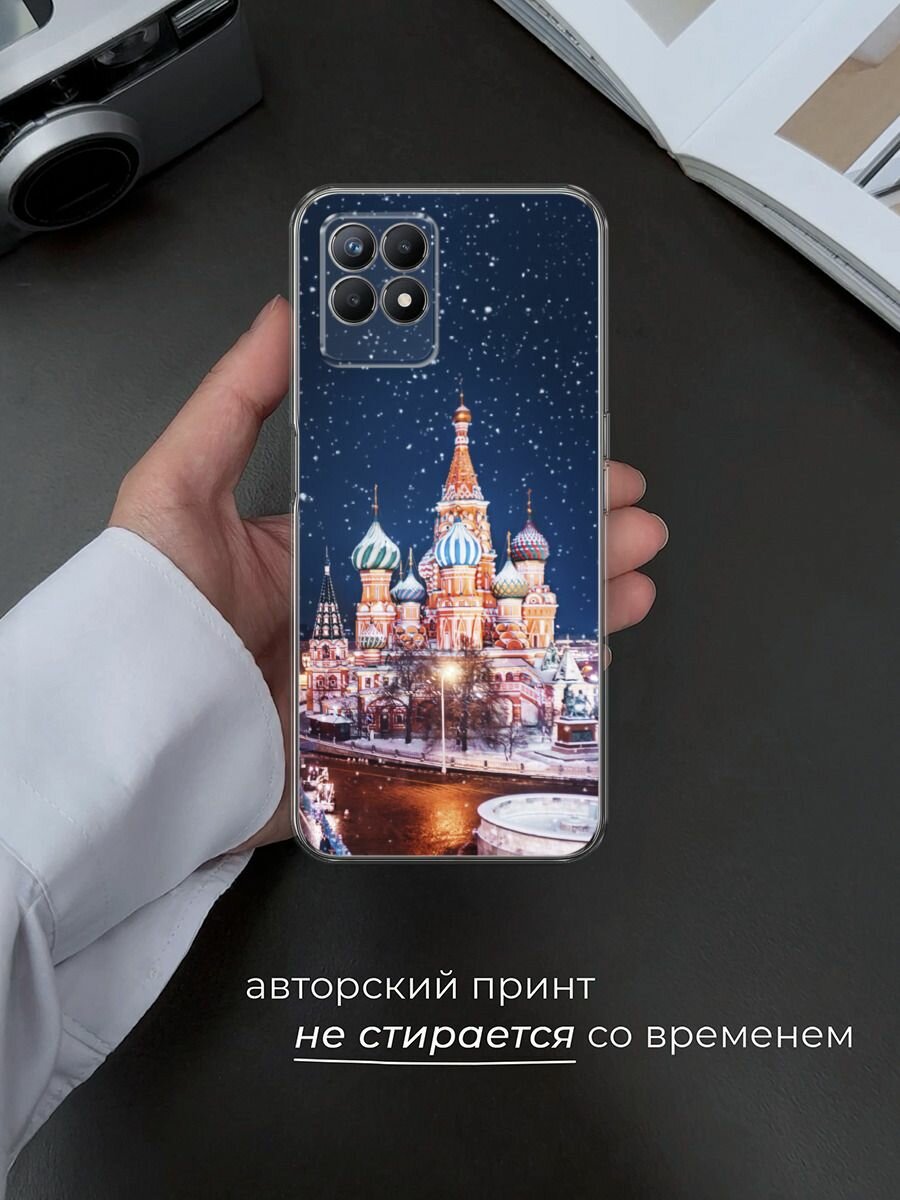 Силиконовый чехол на Realme 8i / Реалми 8i с принтом "Москва 1" — фото 1