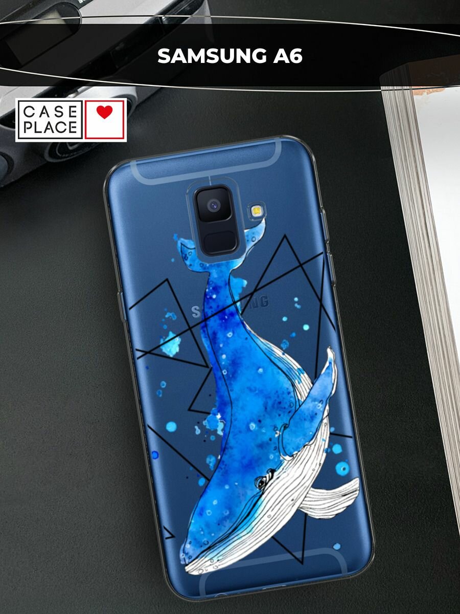 Чехол на Samsung Galaxy A6 / Самсунг Галакси А6 с принтом "Кит графика", прозрачный