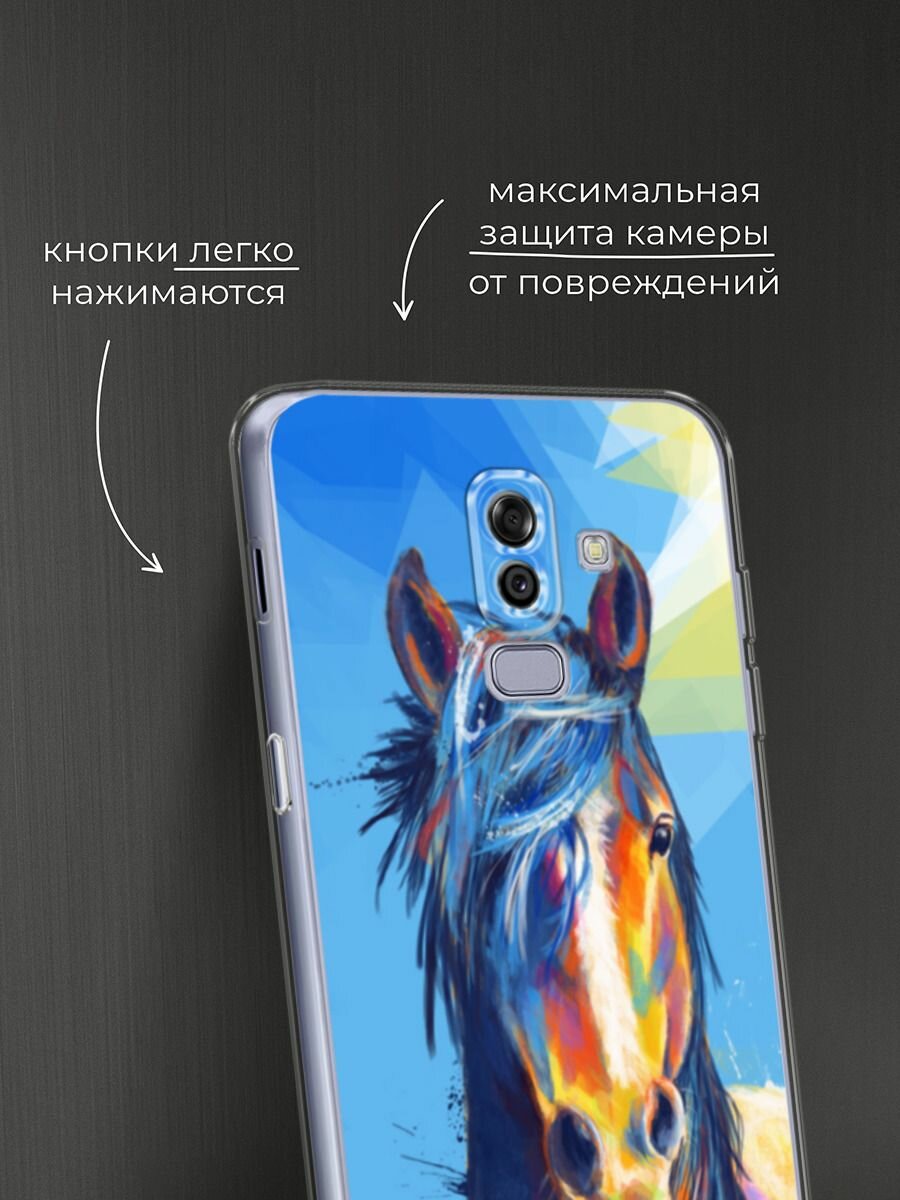 Чехол на Samsung Galaxy J8 / Самсунг Галакси Джей 8 с принтом "Лошадь арт 3" — фото 1